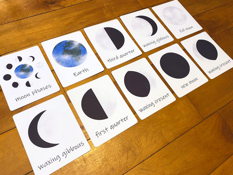 Moon Phases Flash Cards Printable Astronomy Learning - Etsy
