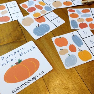 Pumpkin Counting Printable Flash Card Game, Clothespin Match Activity ...