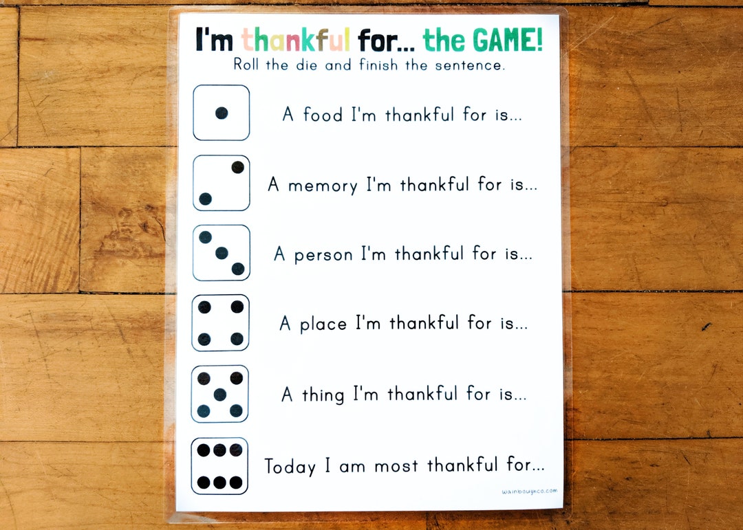Printable Thankful Game, Gratefulness Activity, Family Conversations ...