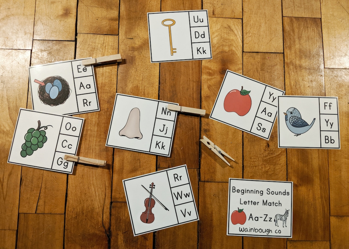 Beginning Sounds Printable Flash Card Game, Clothespin Match Activity ...