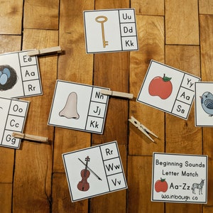 Beginning Sounds Printable Flash Card Game, Clothespin Match Activity ...