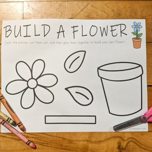 Build a Flower Printable Craft, Spring Paper Craft, Indoor Preschool ...