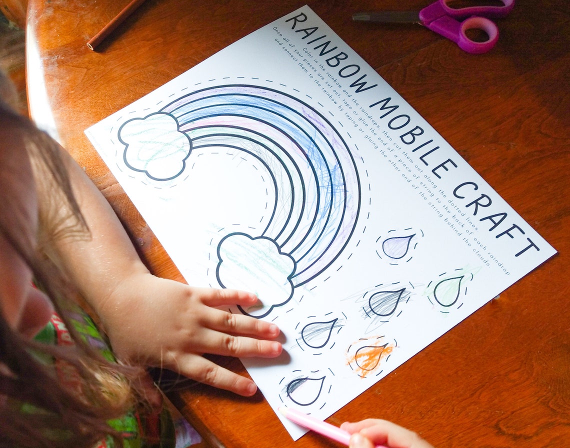 Rainbow Mobile Printable Craft, Indoor Preschool Activity, Kids ...