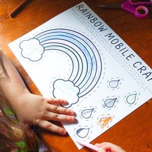 Rainbow Mobile Printable Craft, Indoor Preschool Activity, Kids ...