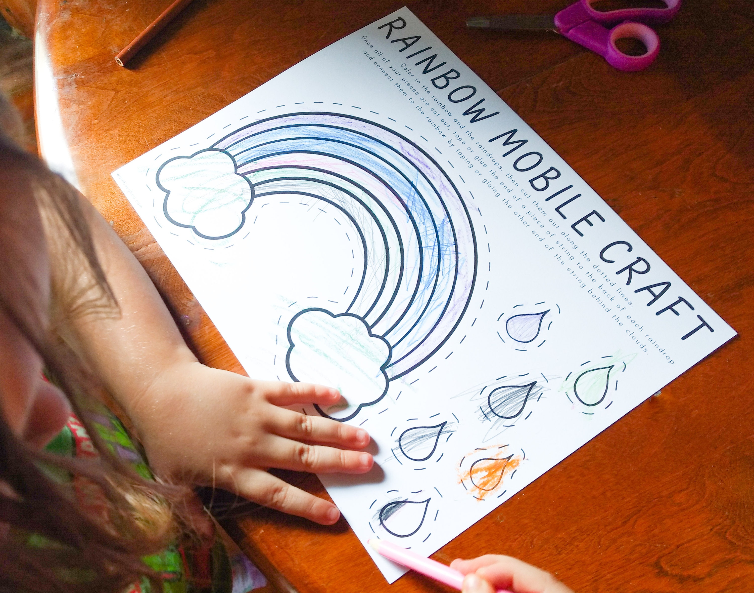 Rainbow Mobile Printable Craft Indoor Preschool Activity - Etsy