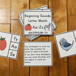 Beginning Sounds Printable Flash Card Game, Clothespin Match Activity ...