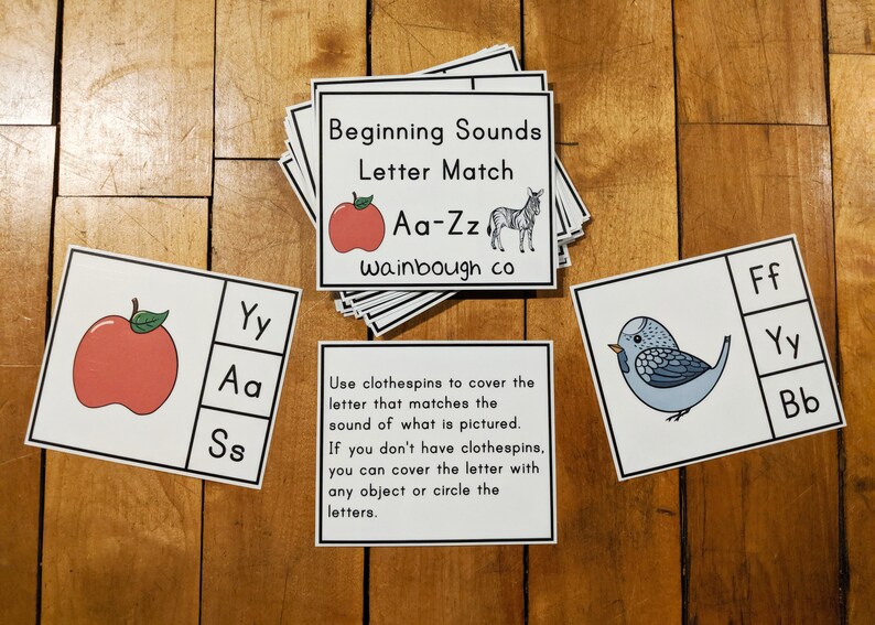 Beginning Sounds Printable Flash Card Game, Clothespin Match Activity ...