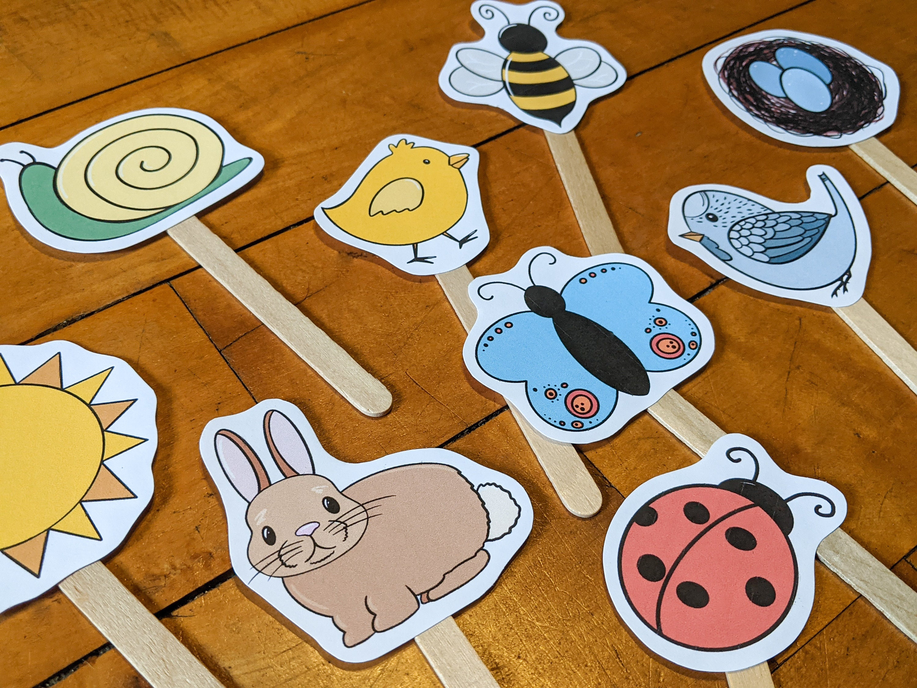 Spring Puppets Craft Stick Printable Puppets Kids Pretend - Etsy