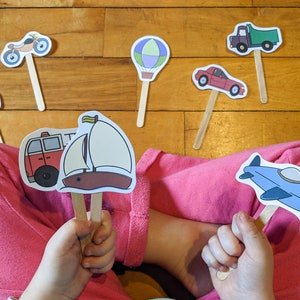 Vehicle Puppets, Craft Stick Printable Puppets, Kids Car Pretend Play ...