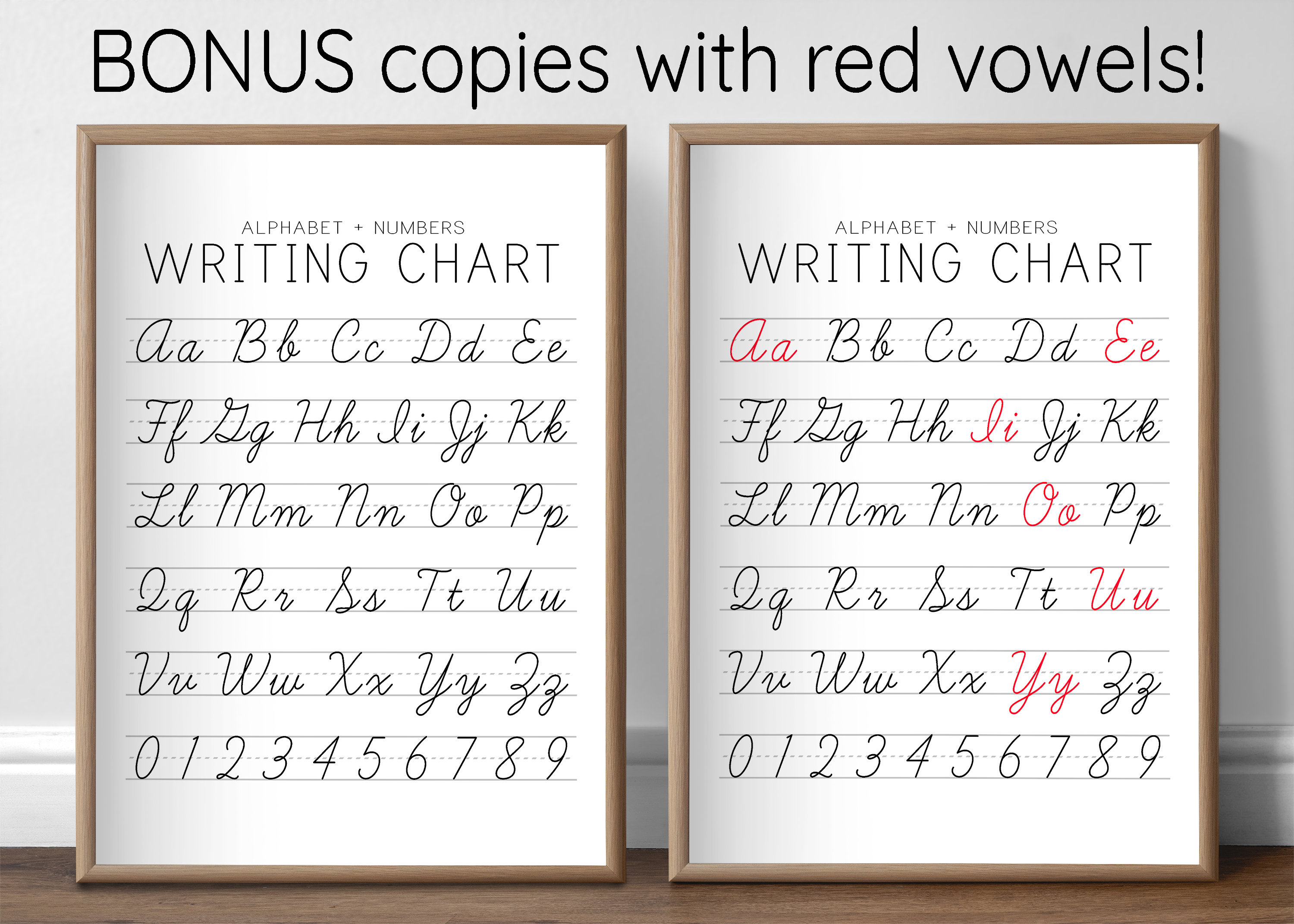 Alphabet Cursive Writing Chart Printable Letter Number Art - Etsy Canada