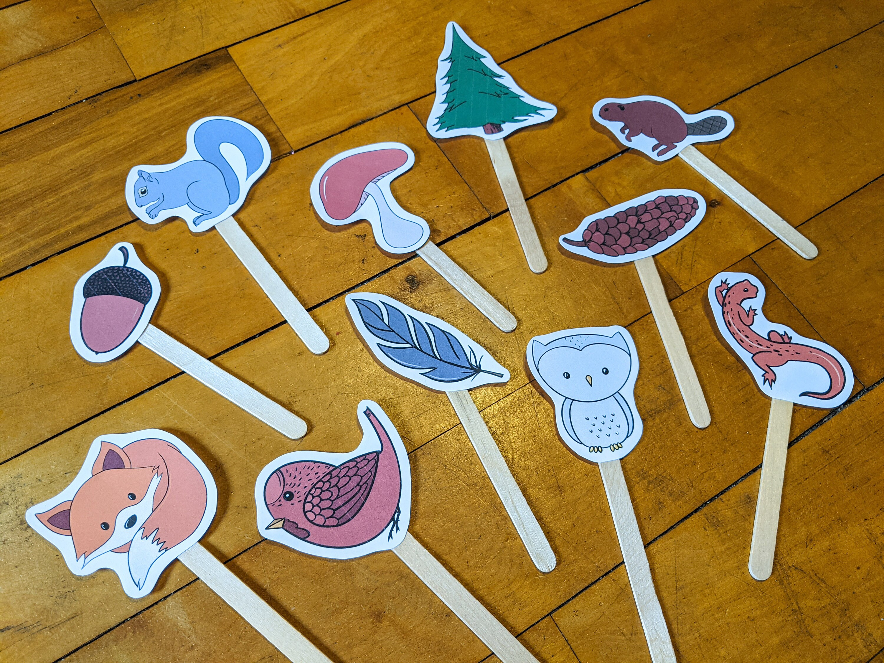 Woodland Animal Puppets Craft Stick Printable Puppets Kids | Etsy