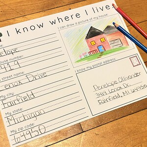 Where I Live Printable Activity Sheet, Learning Address Download, Kids ...