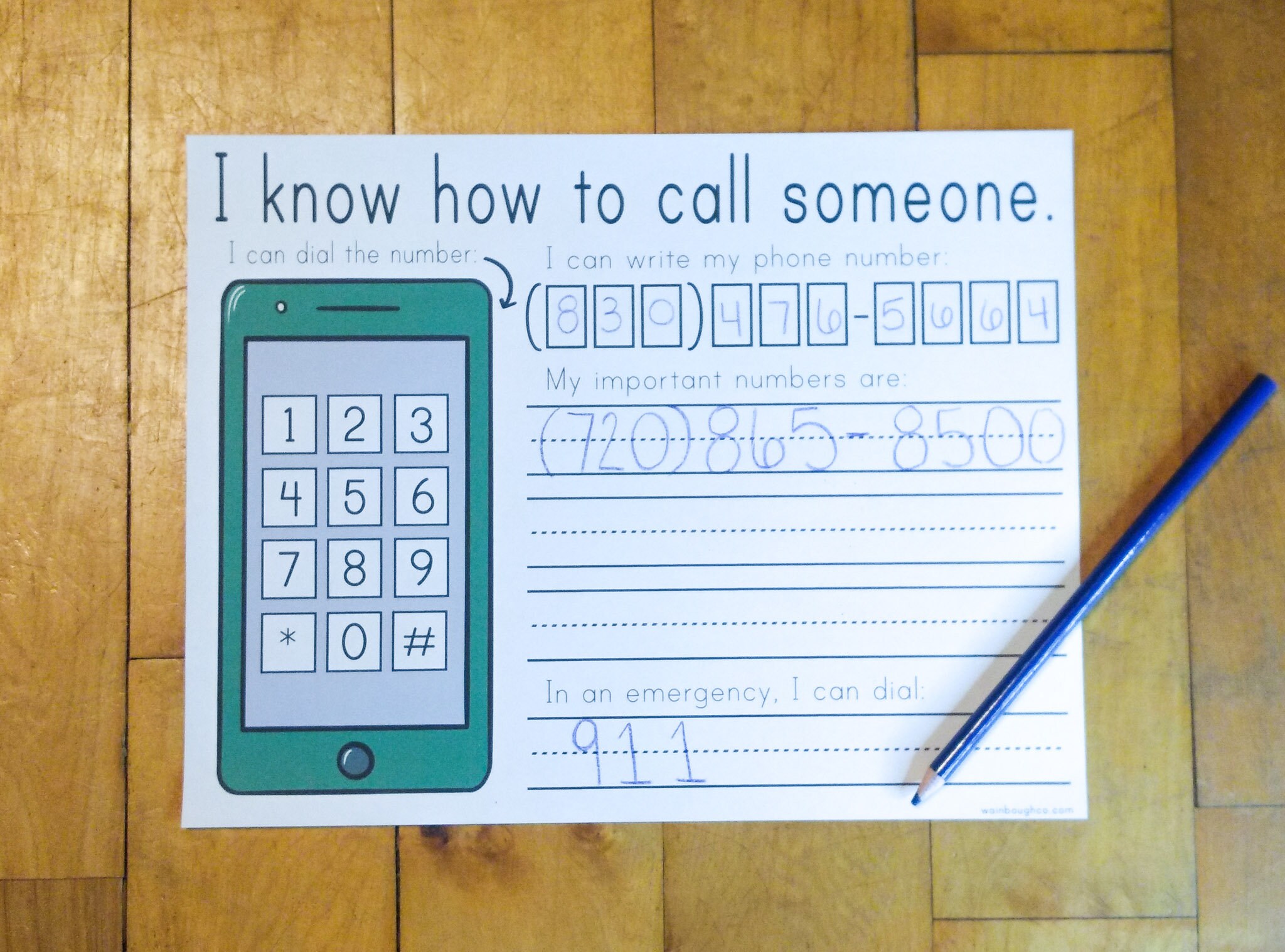 Phone Number Printable Activity Sheet Using the Phone | Etsy