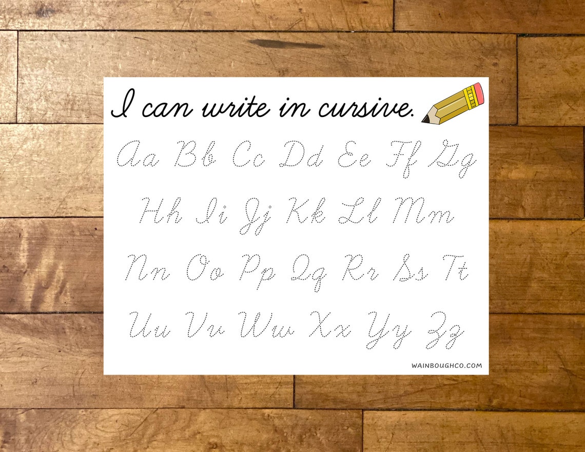 Writing in Cursive Printable Activity Learn Handwriting - Etsy