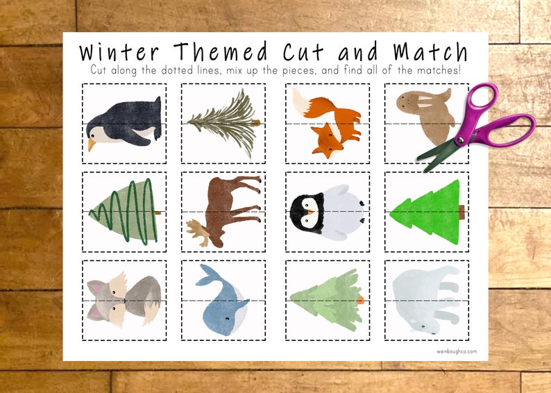 Winter Nature Matching Game Printable Memory Game Polar | Etsy