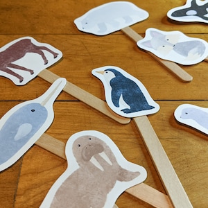 Polar Animal Puppets, Craft Stick Printable Puppets, Kids Winter ...