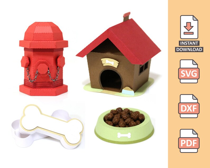 Dog's Life Pack - 3D Craft Project Dog House Bone Box Hydrant Box and ...