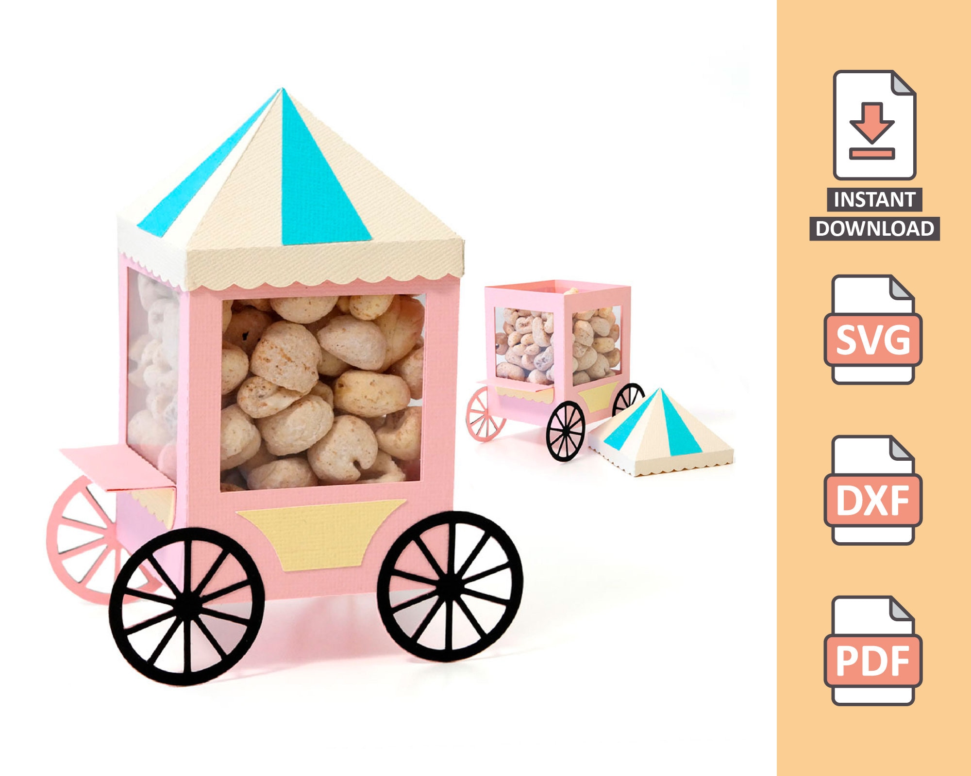 Popcorn Cart - 3D Cutting File for Papercraft - Circus Theme Park Food ...