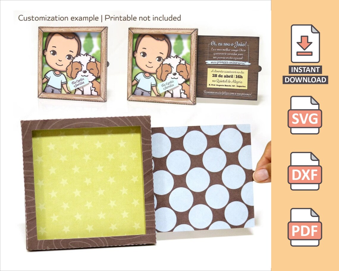 Sliding Frame Invitation - 3D Craft Project Birthday Invitation ...