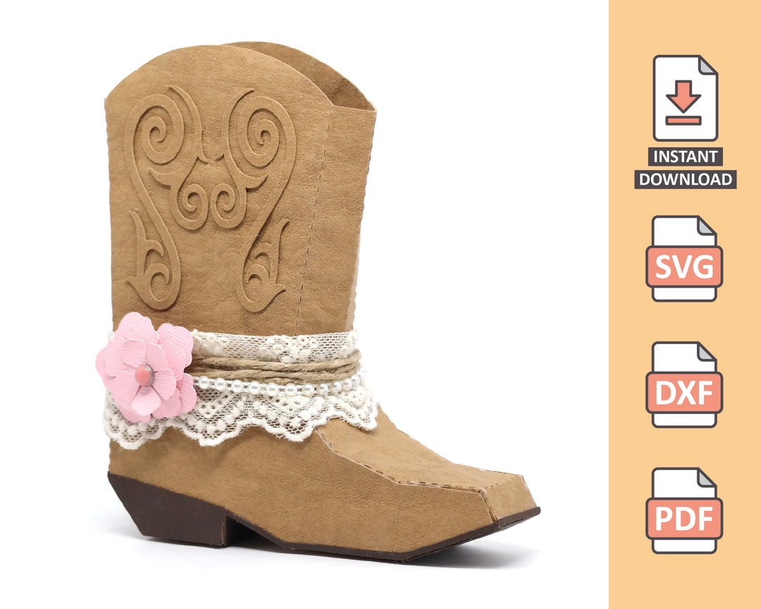 Cowgirl Boot - 3D Project for Manual Cut or Machine Cutting File ...