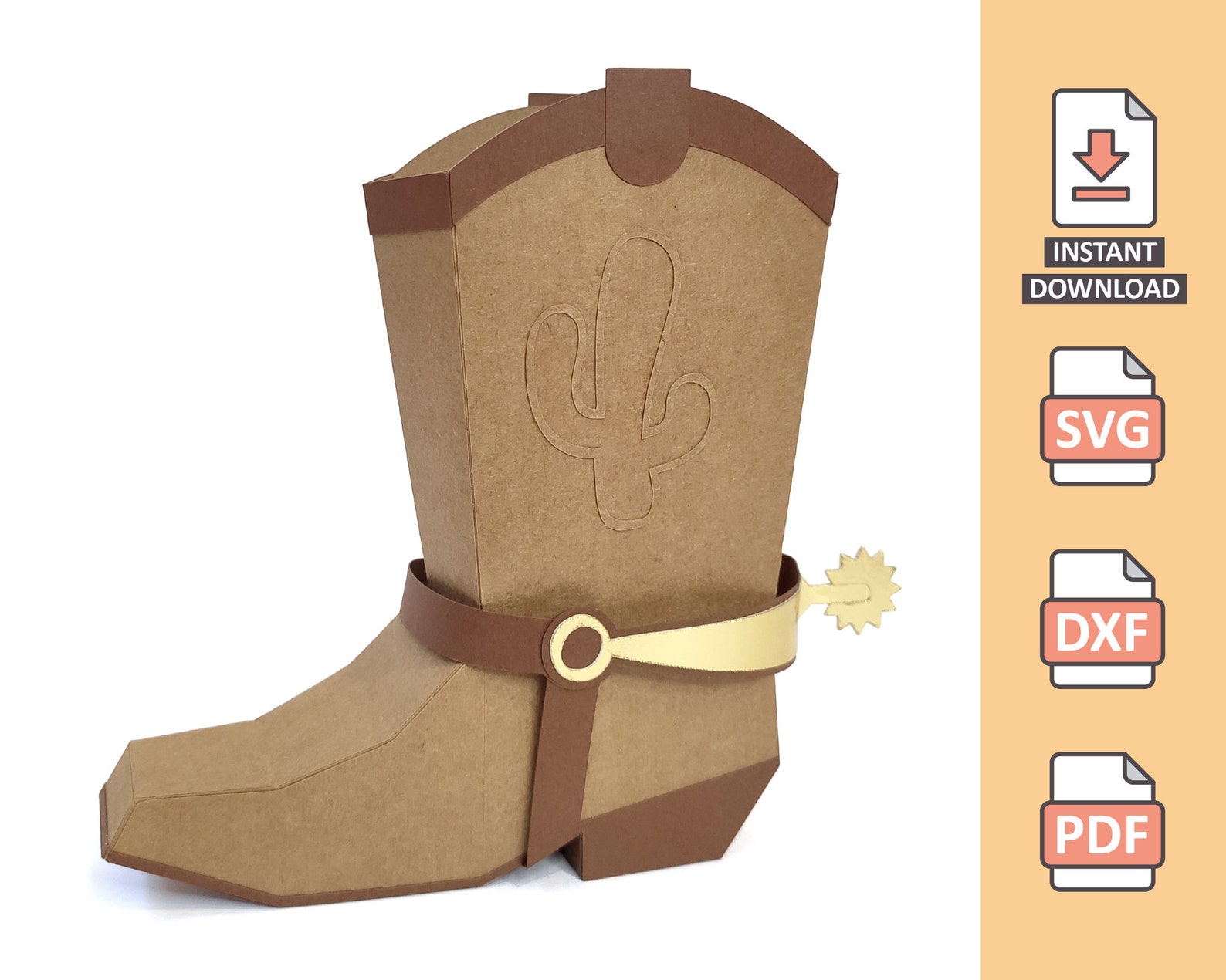 Cowboy Boot 3D Project for Manual Cut or Machine Cutting - Etsy