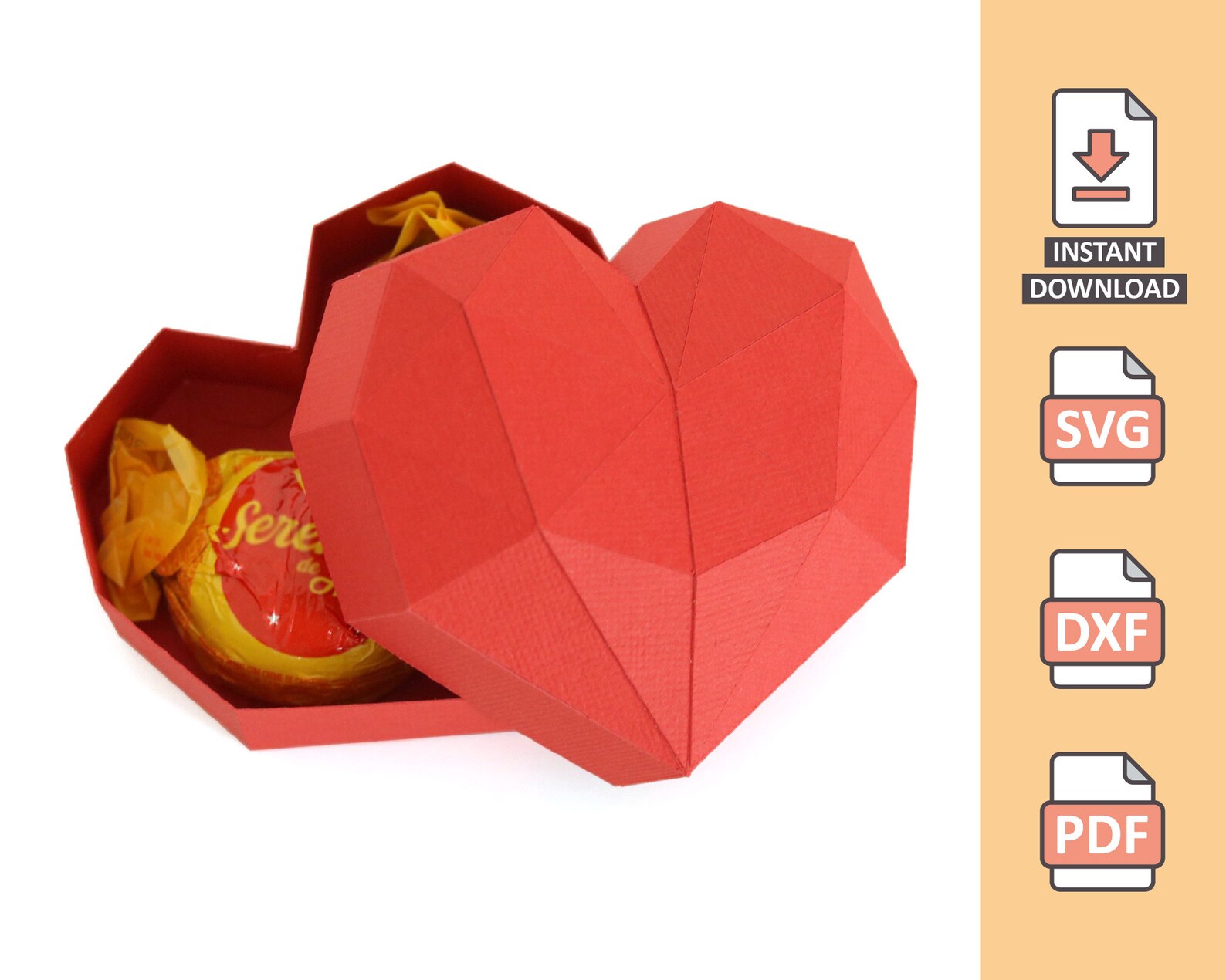 3D Low Poly Mini Heart Box Project for Paper Crafting - Etsy
