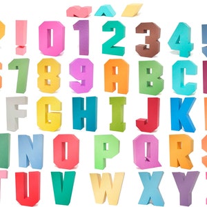 3D Square Letters, Accents, Marks and Numbers Pack - Alphabet ...