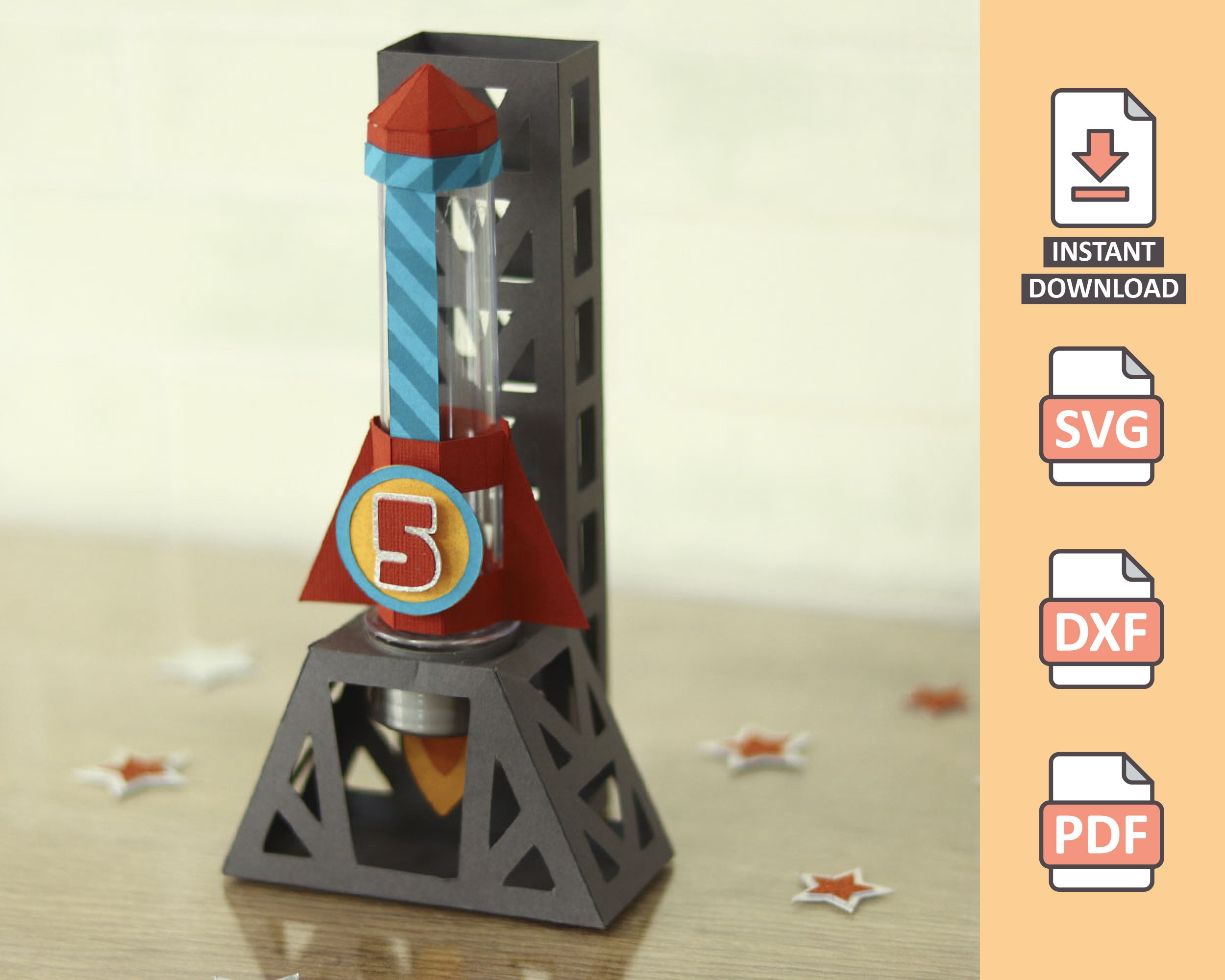 Rocket Lauch Tower - Earth Favor Box Party Theme Spacial Astronaut ...