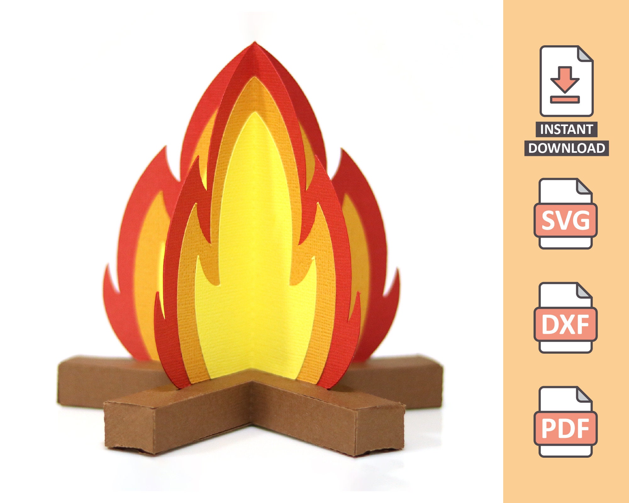 3D Bonfire Camp Fire Digital Project for Craft Hillbilly - Etsy