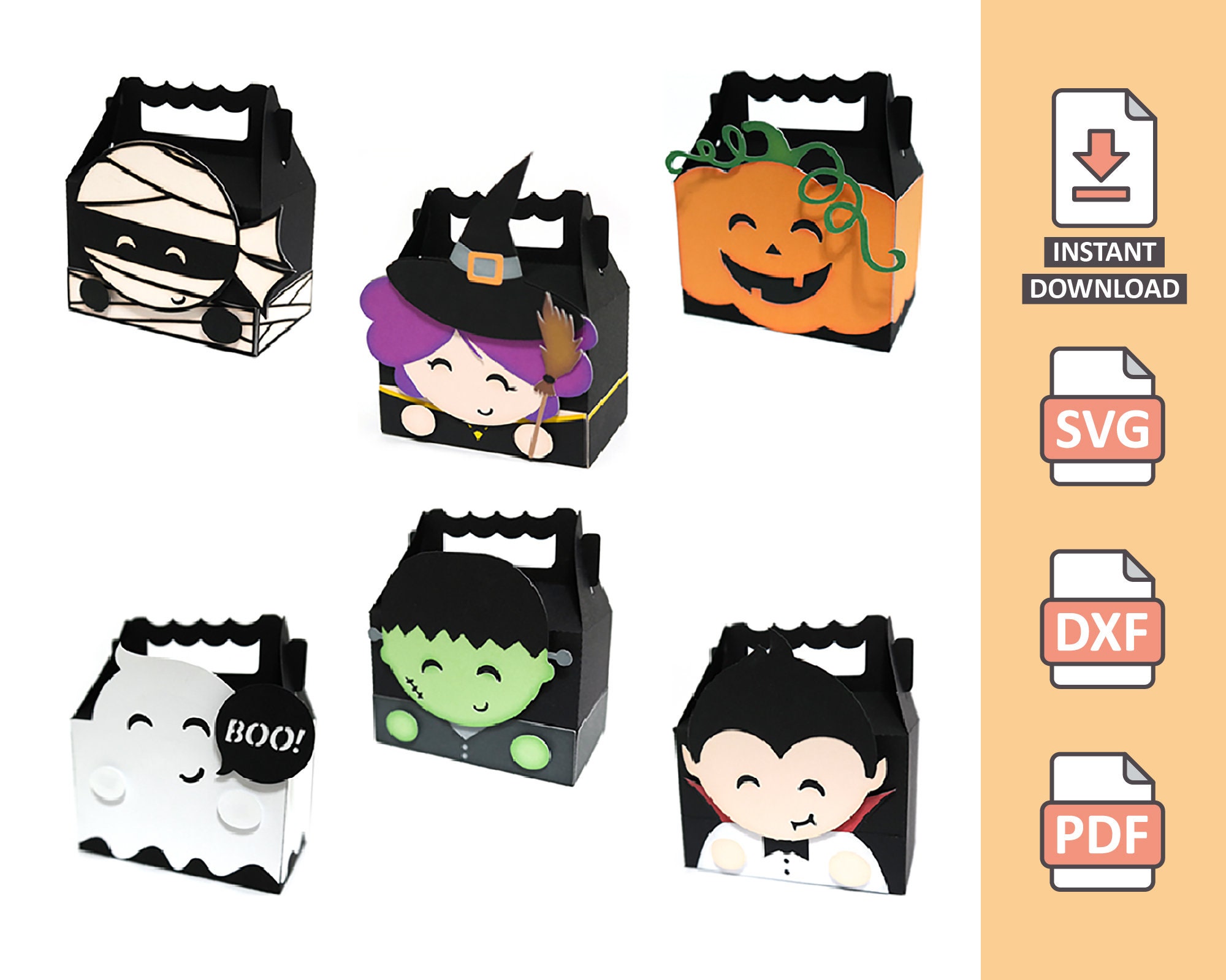 Halloween Pack 3D Boxes Projects for Papercraft and - Etsy