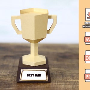 3D Best Dad Trophy Box Winner Sport Daddy Fathers Day Son Champion ...