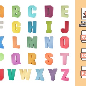 3D Square Letters Pack - Alphabet Cutting Files for Manual or Machine ...