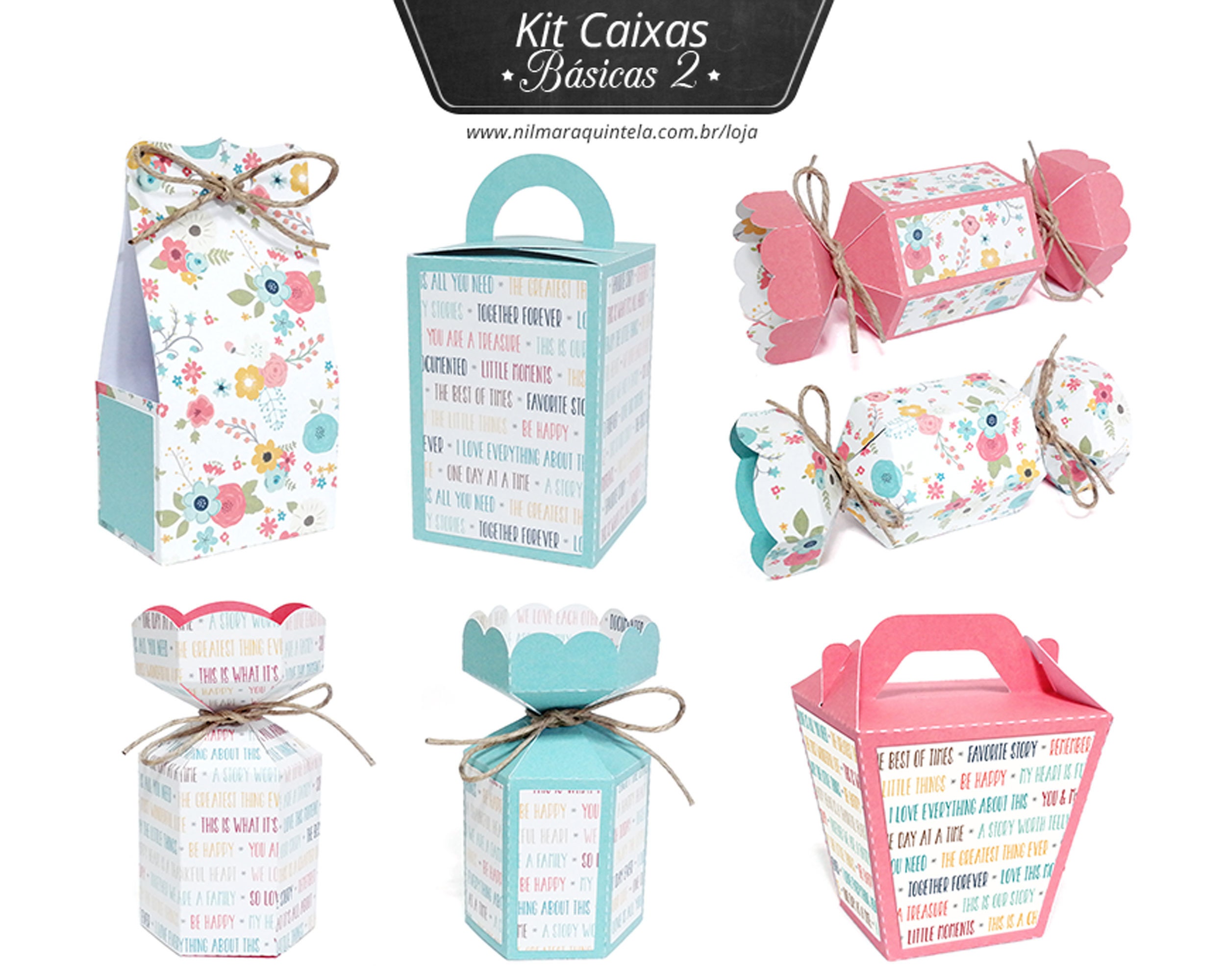 Basic Boxes Pack - Bag Handle Box Candy Scaloped Sushi Boxes - 3D Svg ...