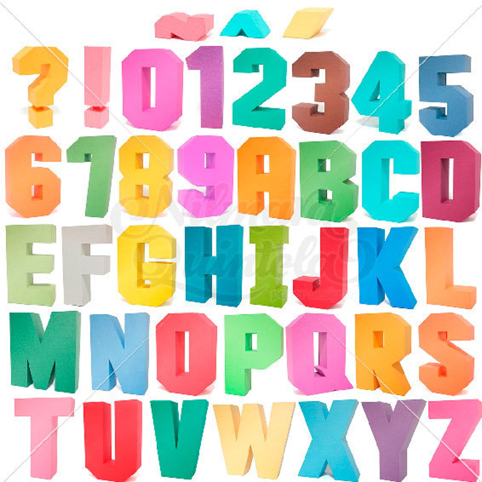 3D Square Letters Accents Marks and Numbers Pack alphabet | Etsy