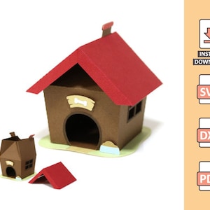 Dog House - 3D Craft Project Dog House - Manual and Machine Cut Files ...