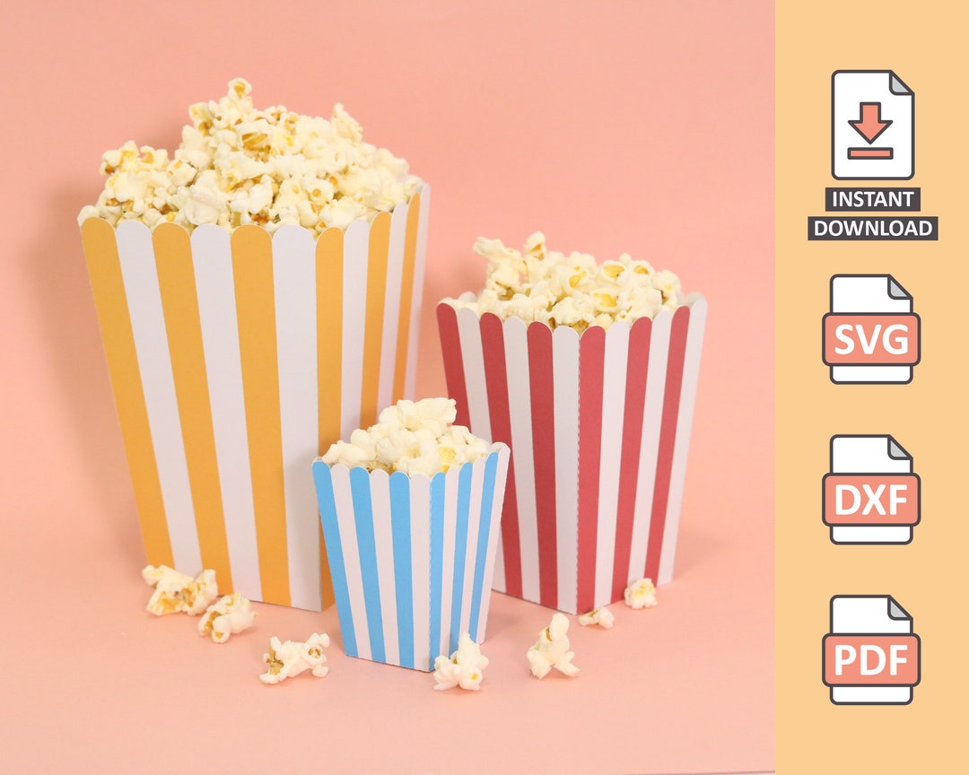 Popcorn Bag Pack - 3D Project Papercraft Popcorn Box - Cutting Files ...