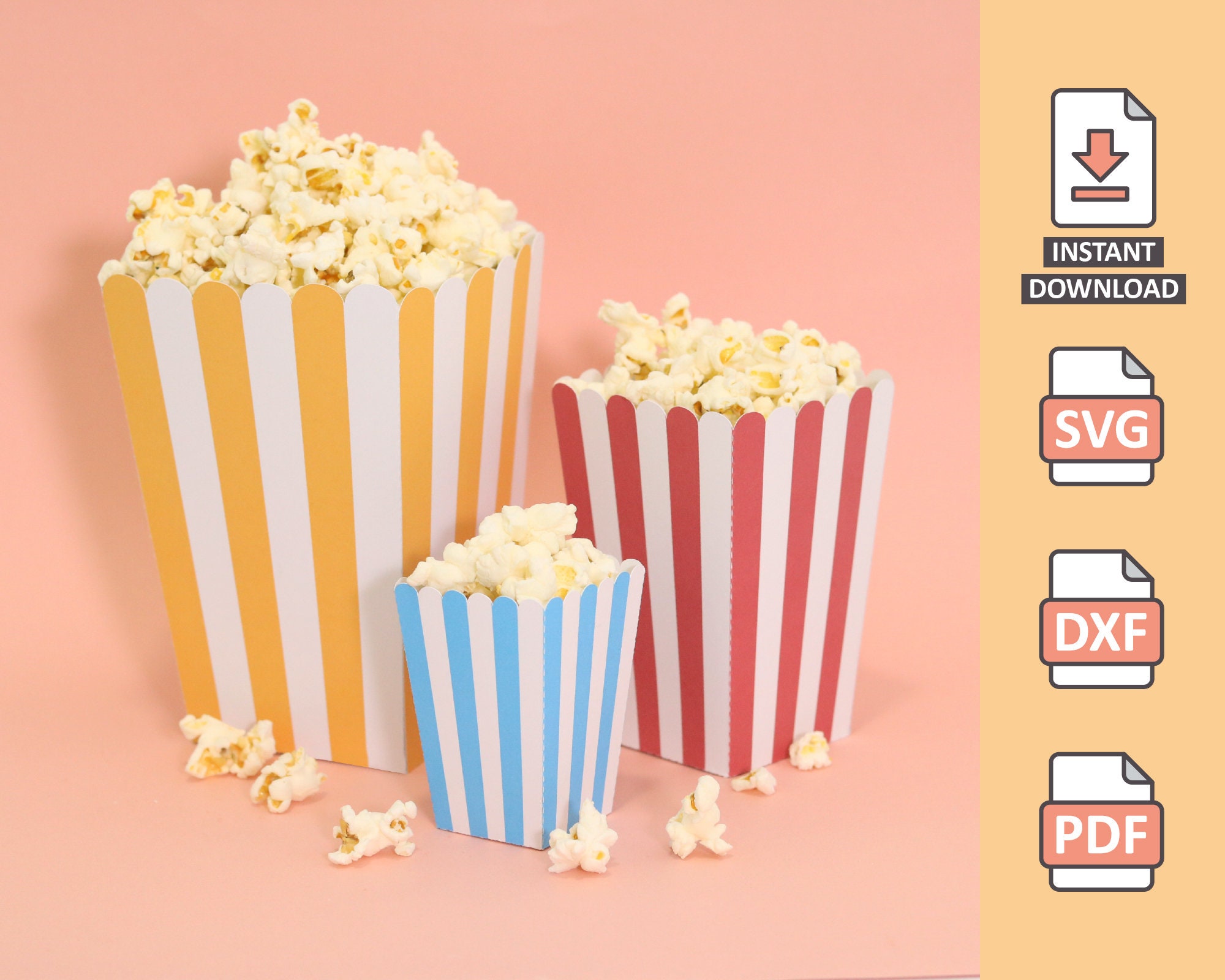 Popcorn Bag Pack 3D Project Papercraft Popcorn Box Cutting - Etsy