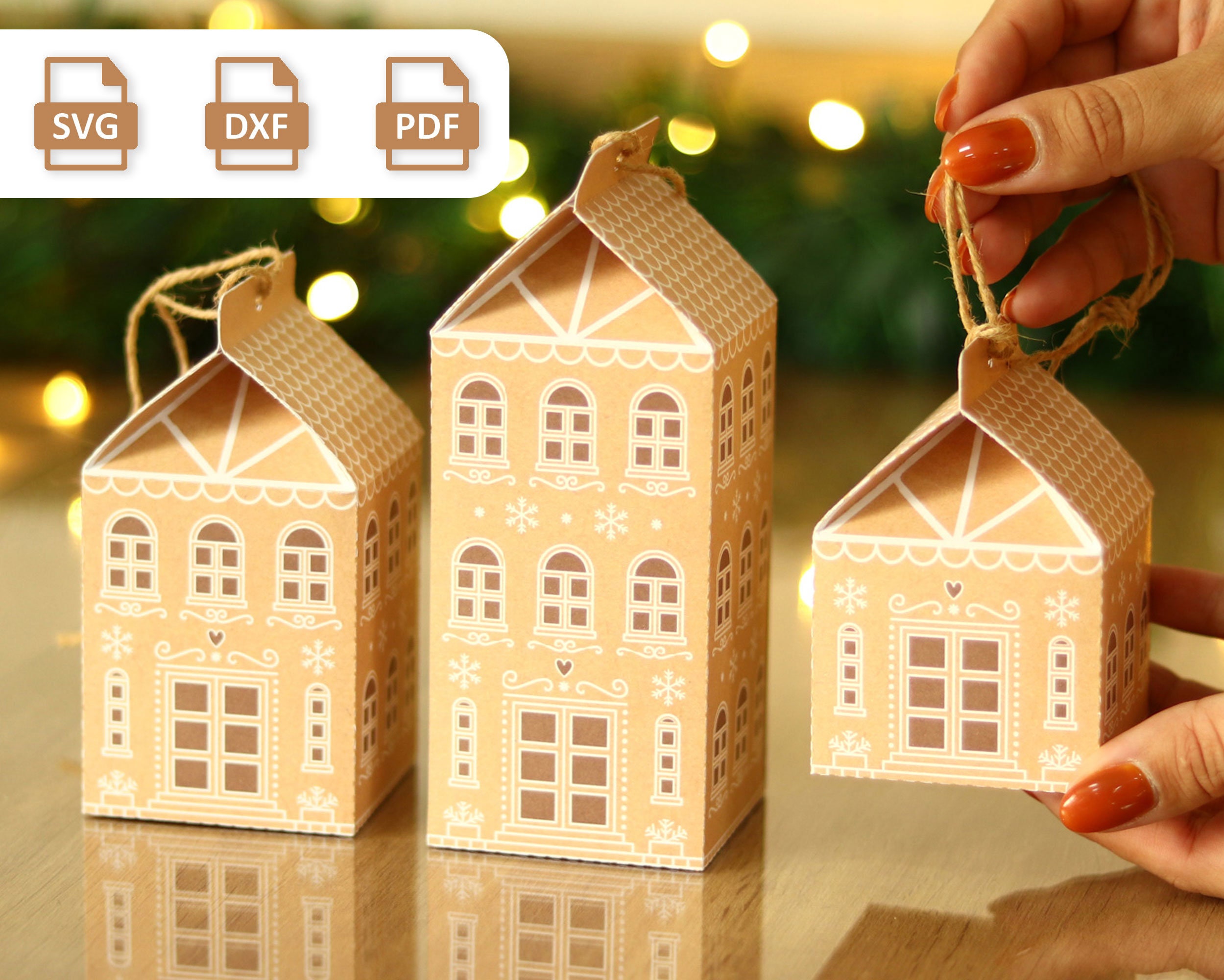 Gingerbread House Box Pack - 3D Christmas Tree Pendant Milk Box Cutting ...