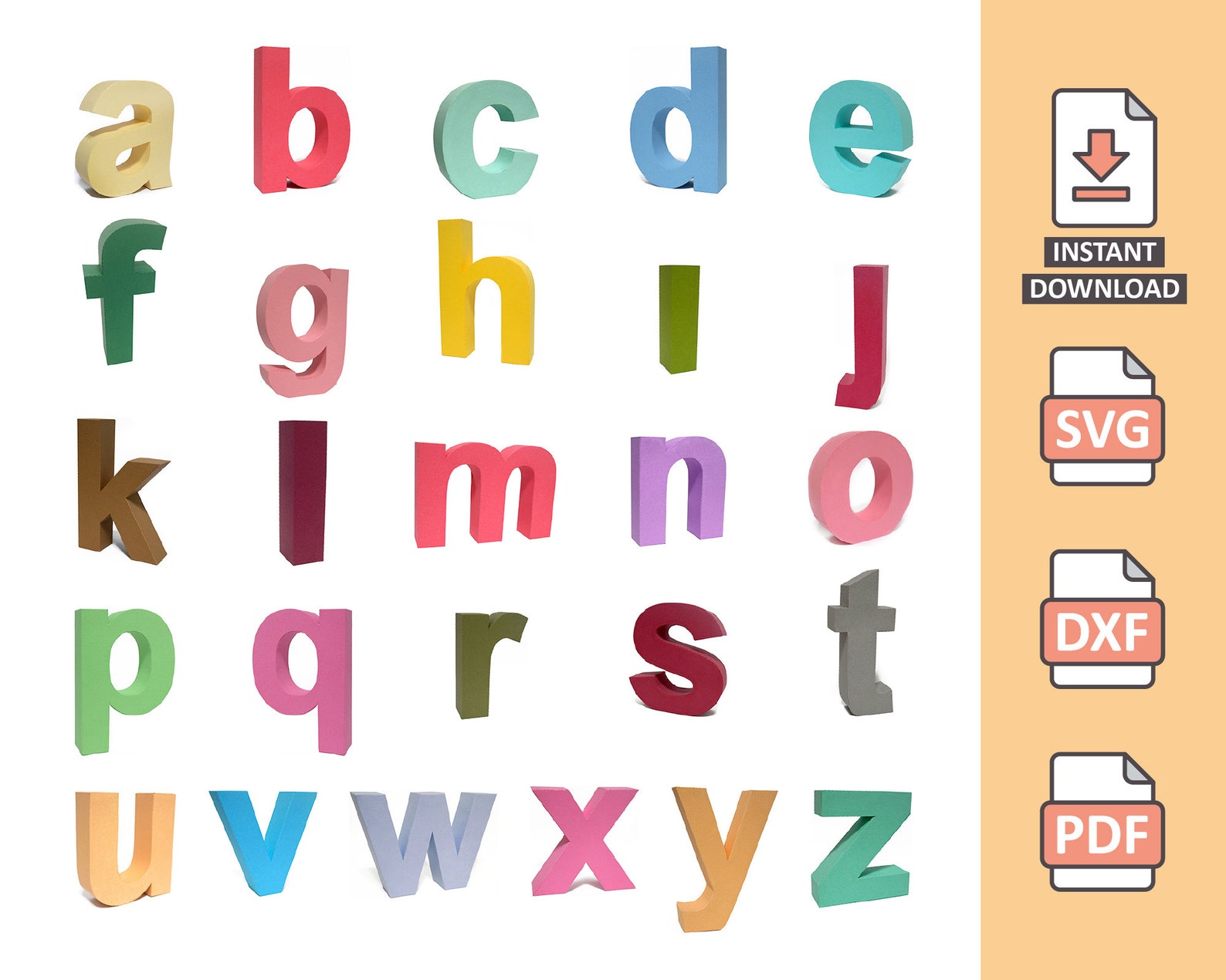 3D Lowercase Letters Pack3d Project for Papercraft and | Etsy