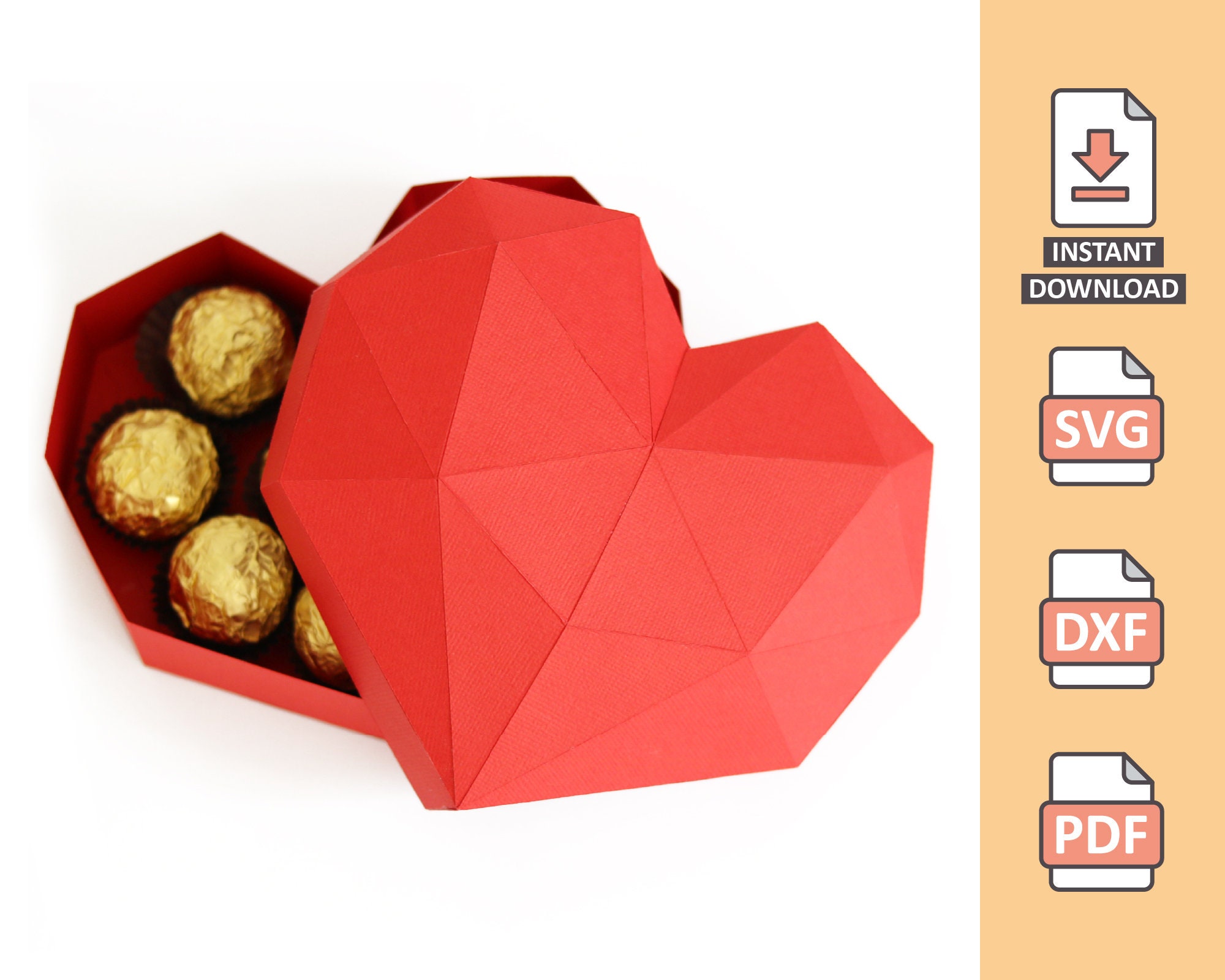 3D Low Poly Heart Box Project for Paper Crafting Digital - Etsy