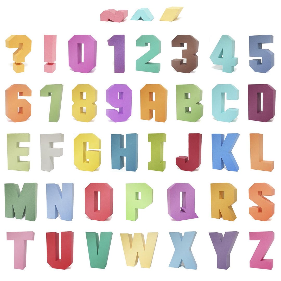 3D Square Letters, Accents, Marks and Numbers Pack - Alphabet ...