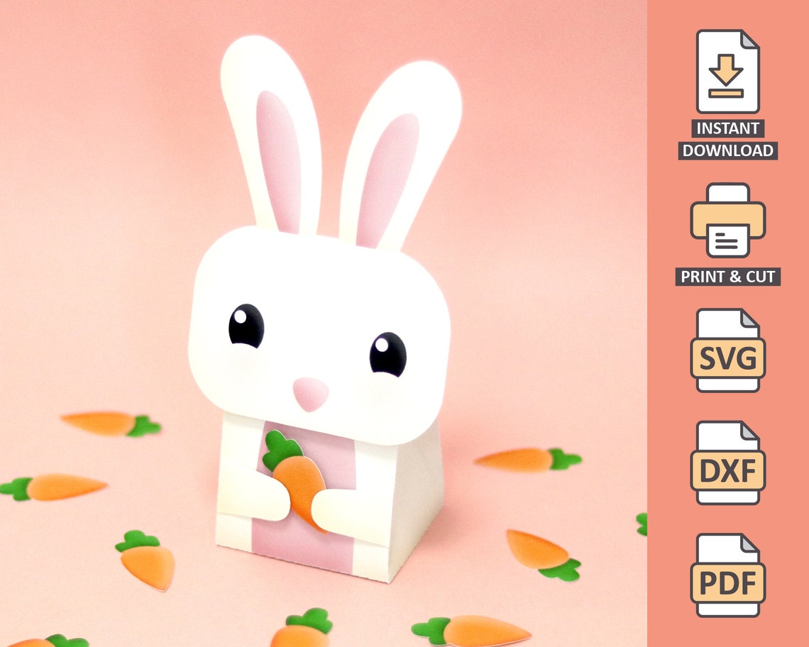PRINTABLE Rabbit Box Project Paper Crafting Candy Box - Etsy