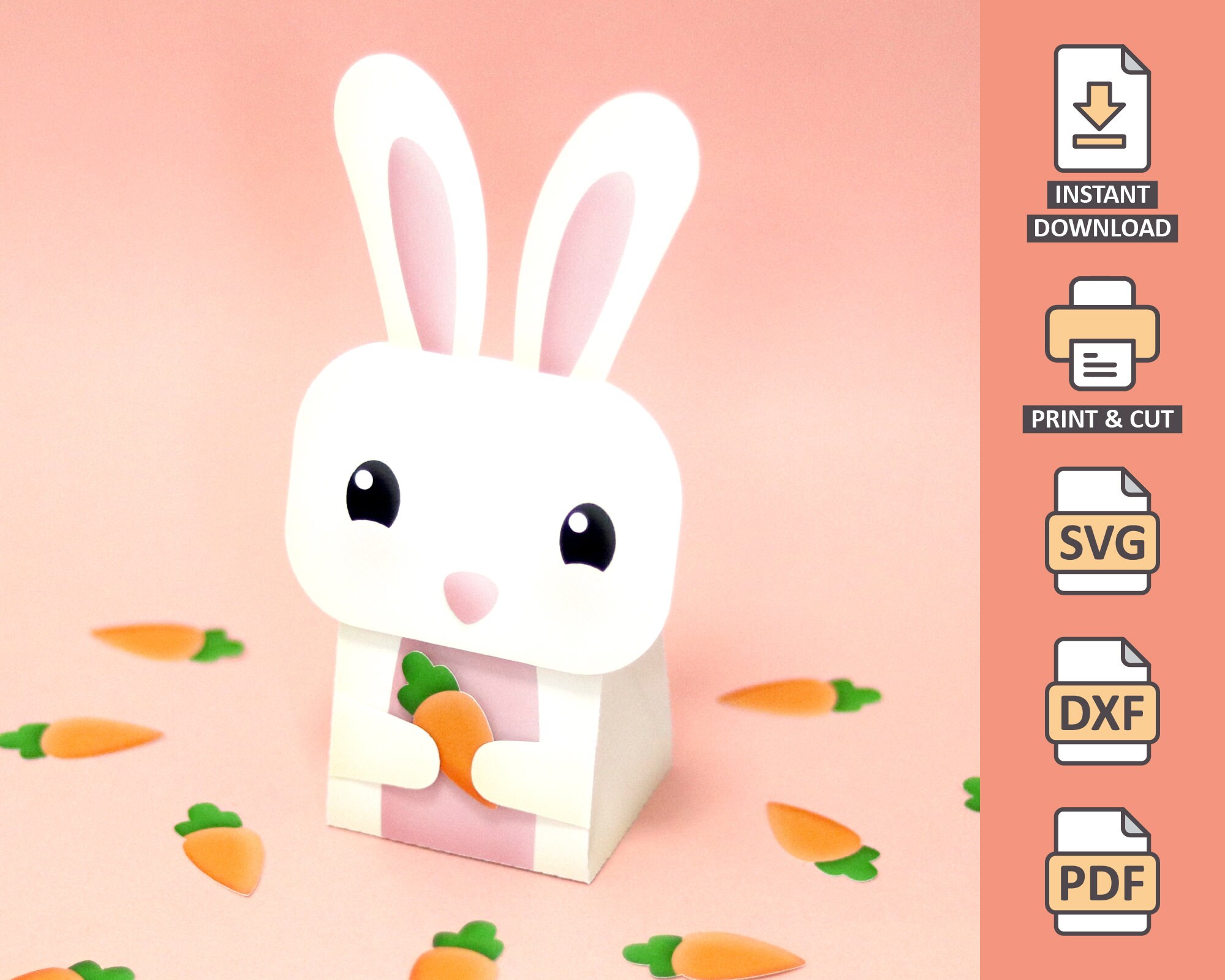 PRINTABLE Rabbit Box Project Paper Crafting Candy Box | Etsy