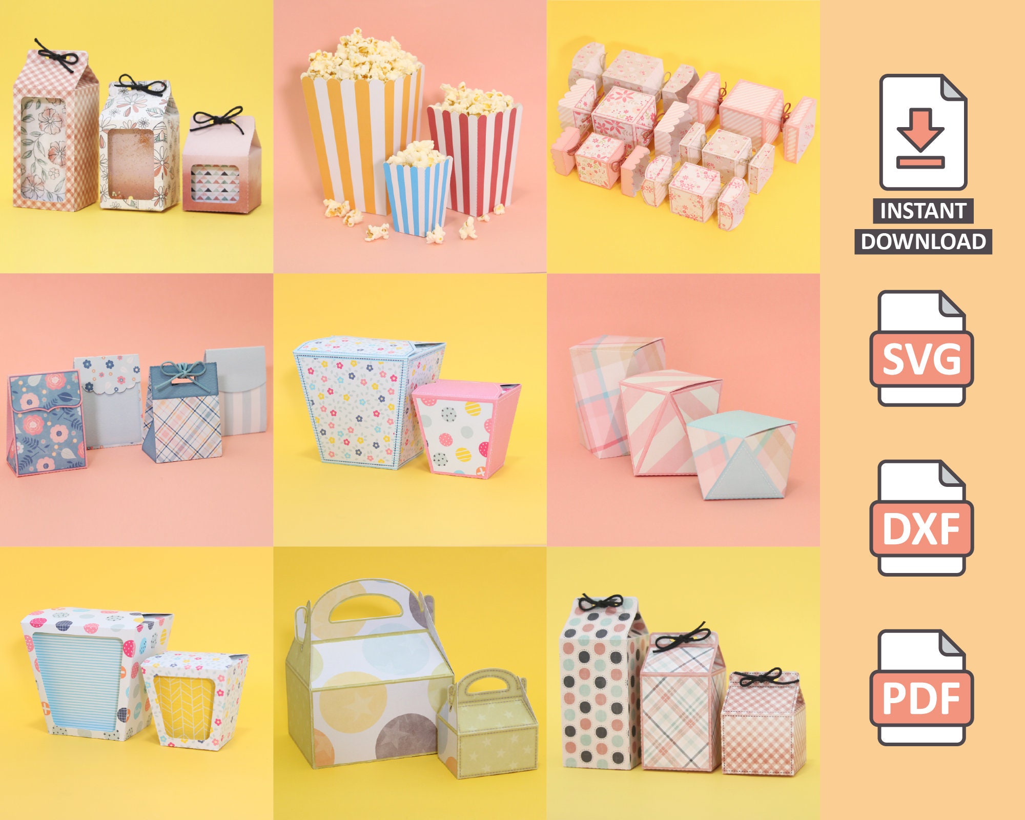 Super Kit Basic 28 Boxes SVG Templates - 3D Project for Papercraft Milk ...