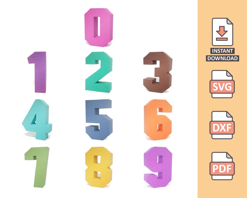 3D Square Numbers Block Pack - Numbers Cutting File for Papercraft Svg ...