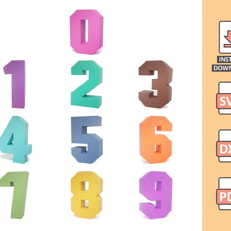 3d Number Template - Etsy