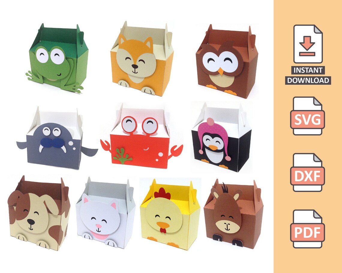 Animals Pack - 3D Boxex for Papercut and Papercraft Zoo Party Theme ...