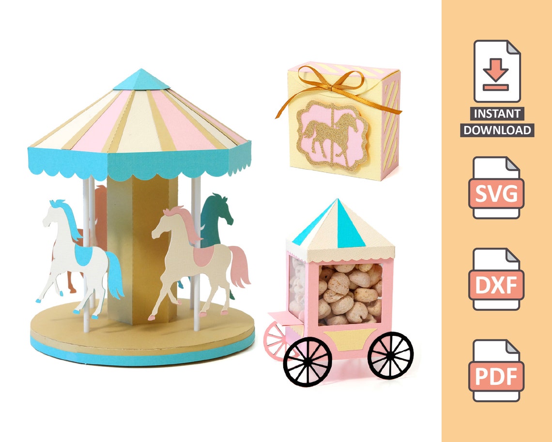 Carousel Pack 3D Cutting File for Papercraft Circus Theme - Etsy Canada