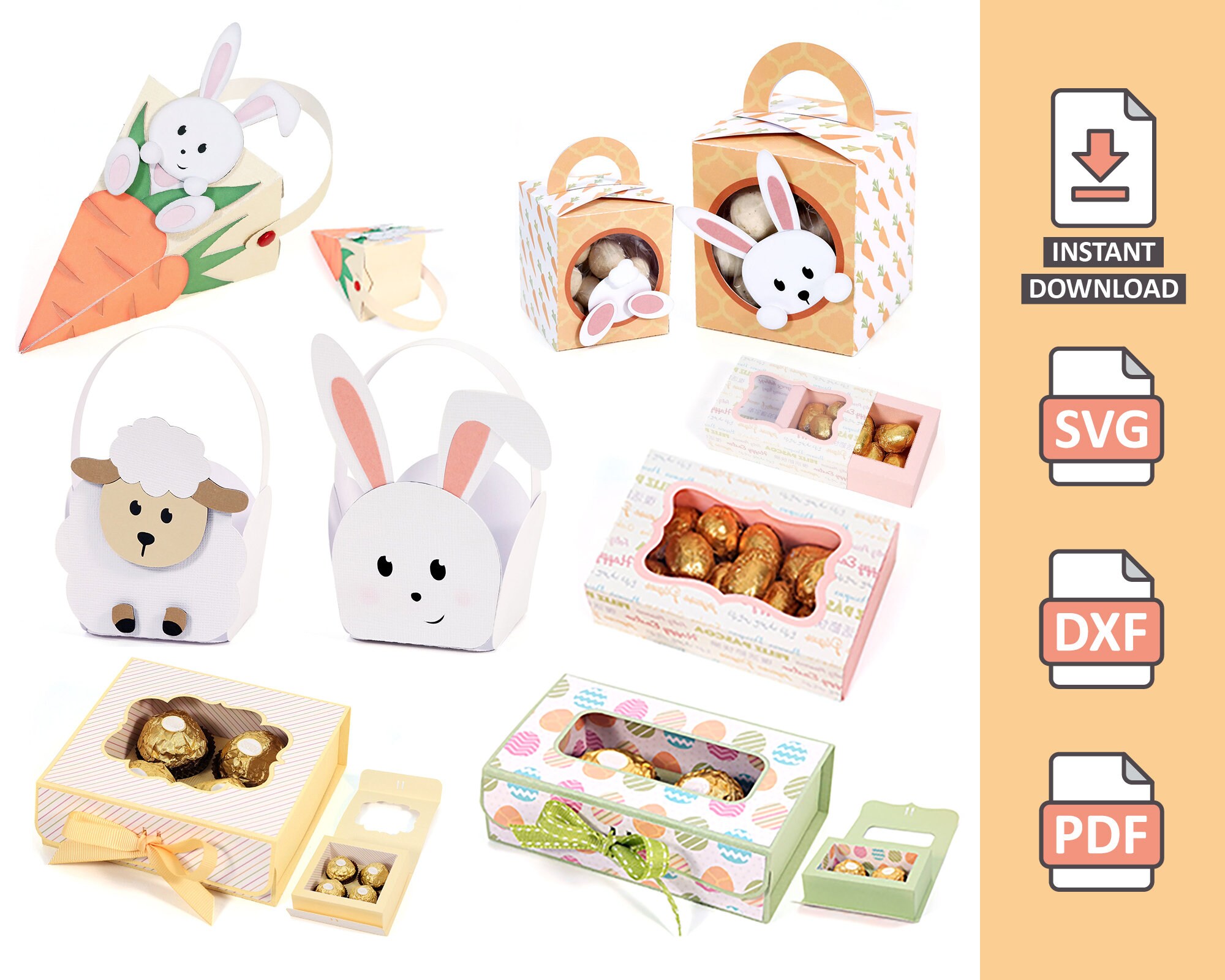 Pack – Easter Box 3D Designs for Easter Candy Box Carrot Rabbit Girl ...