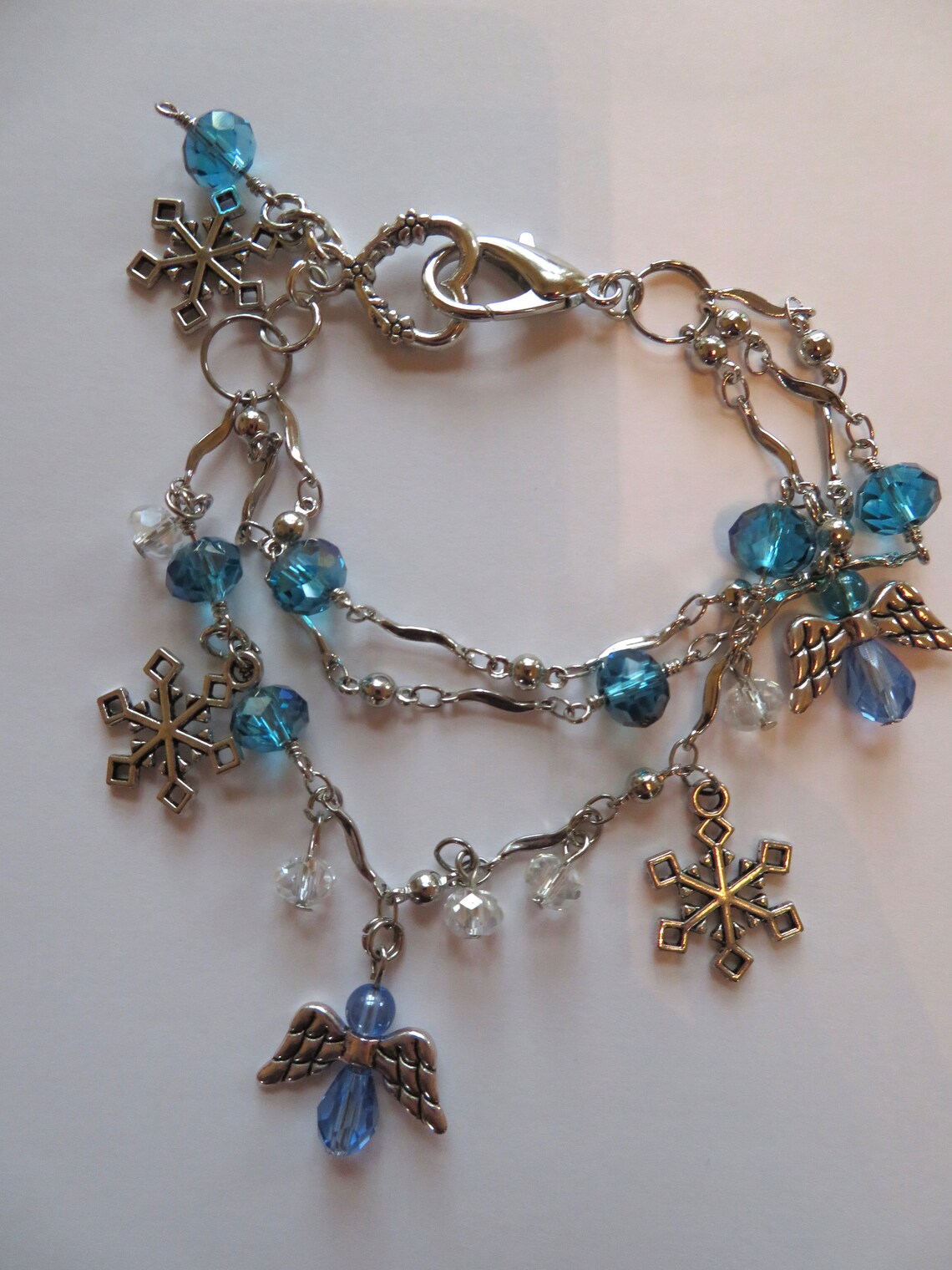 Winter Snowflake Angel 3 Layer Chain and Crystal/acrylic Bracelet ...